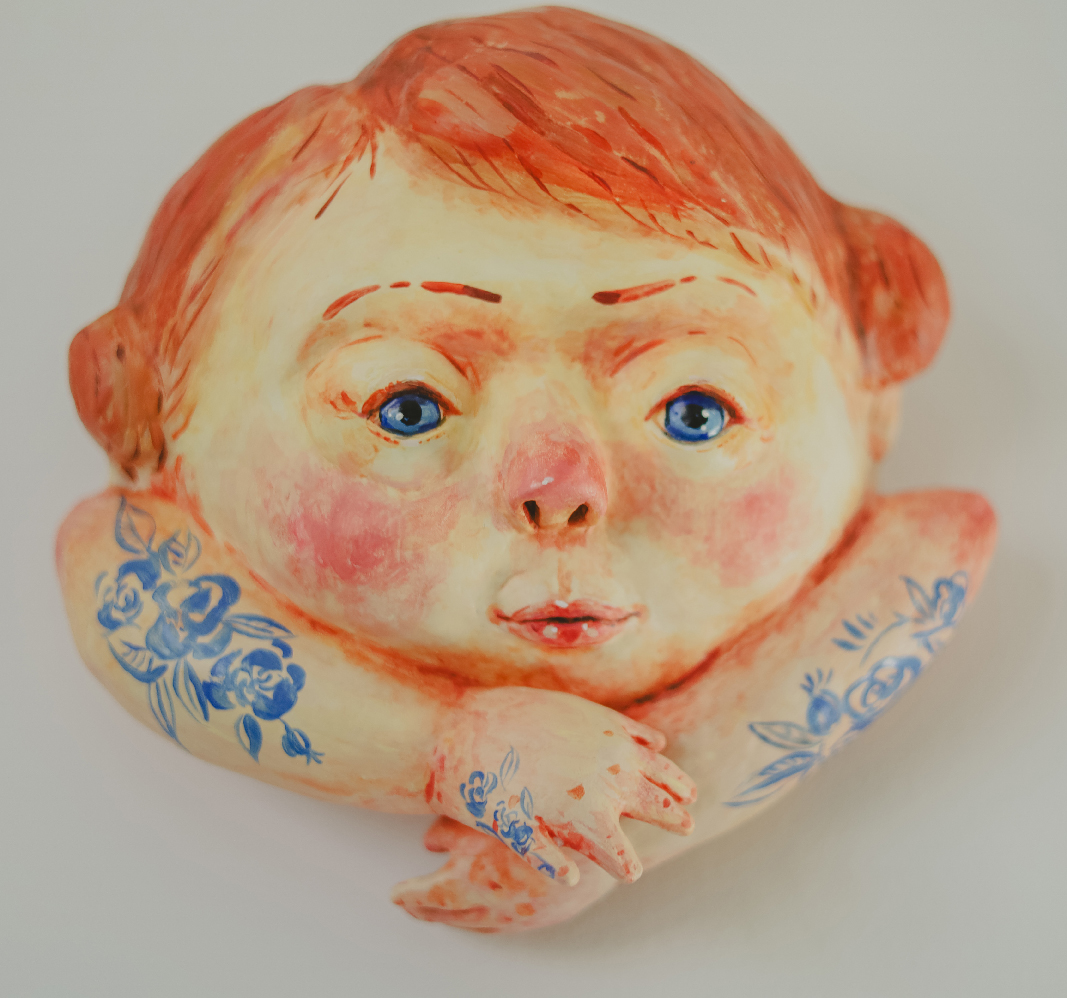 Adorable Girl Head Paper Mache Wall Mask – Handmade Unique Wall Decor ...