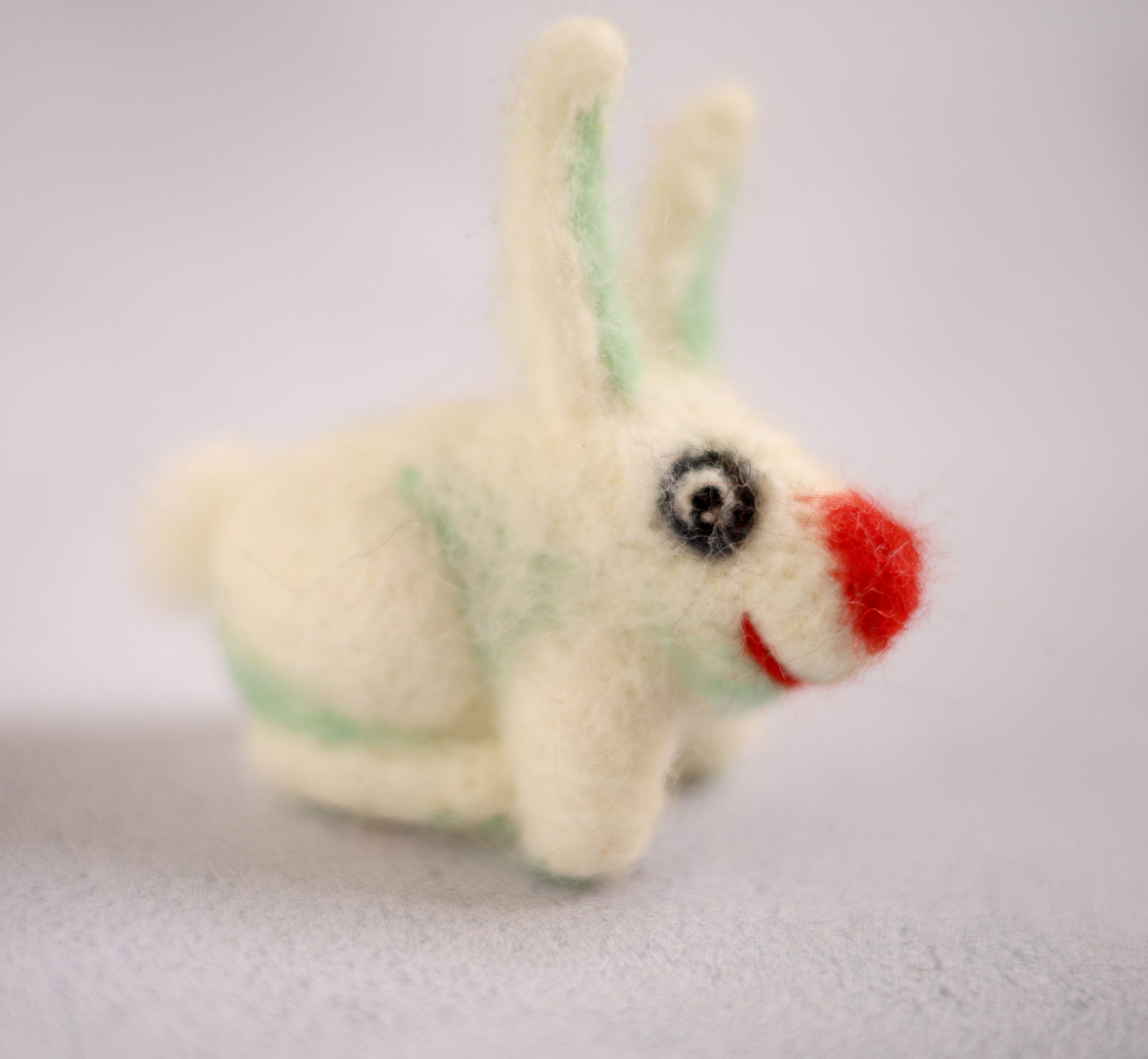 Funny White Rabbit – Needle Felted Wool Art Doll – Depiano Art