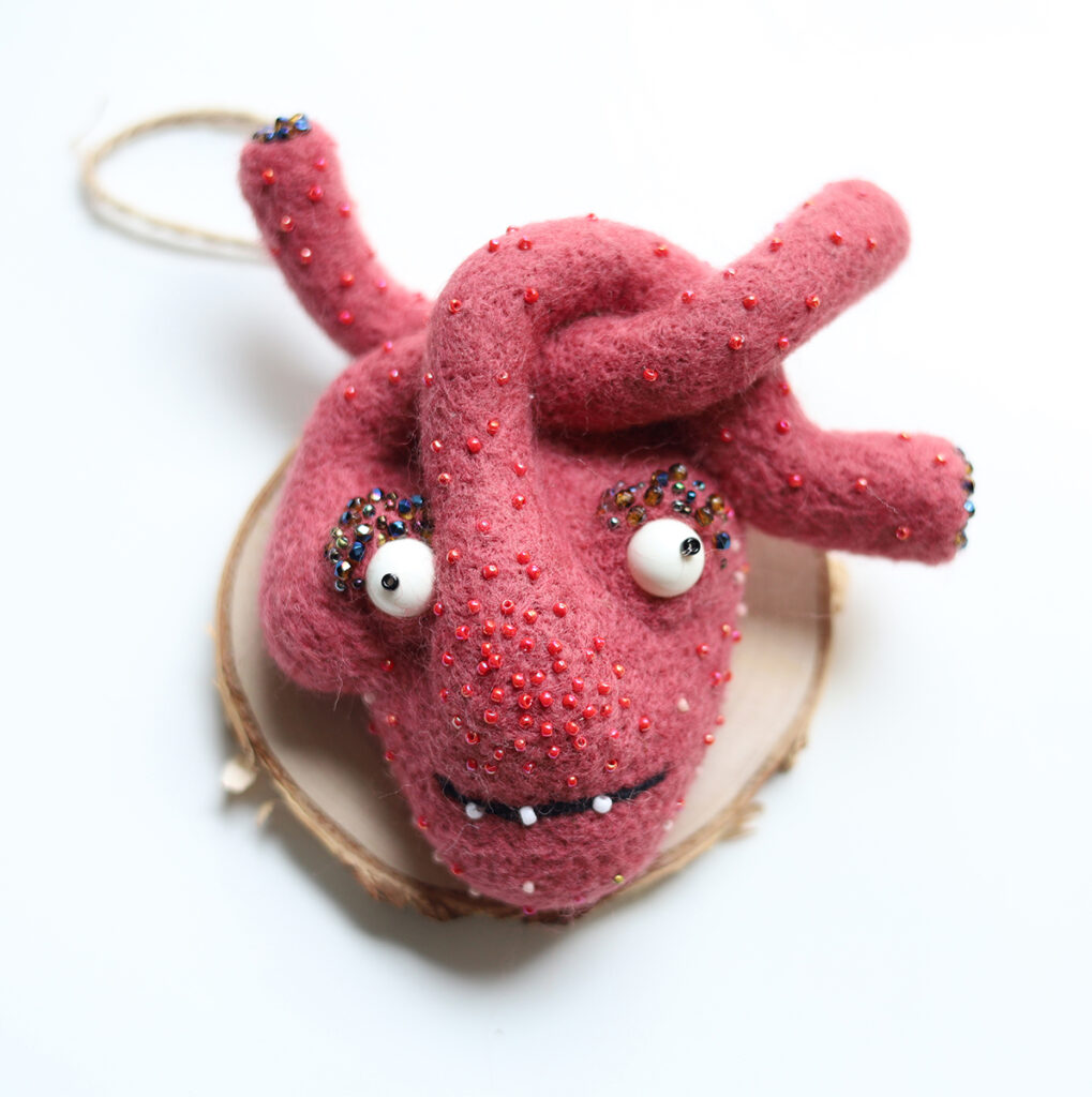 Cute Witch with Heart – Needle Felting Wool Art Doll – Depiano Art